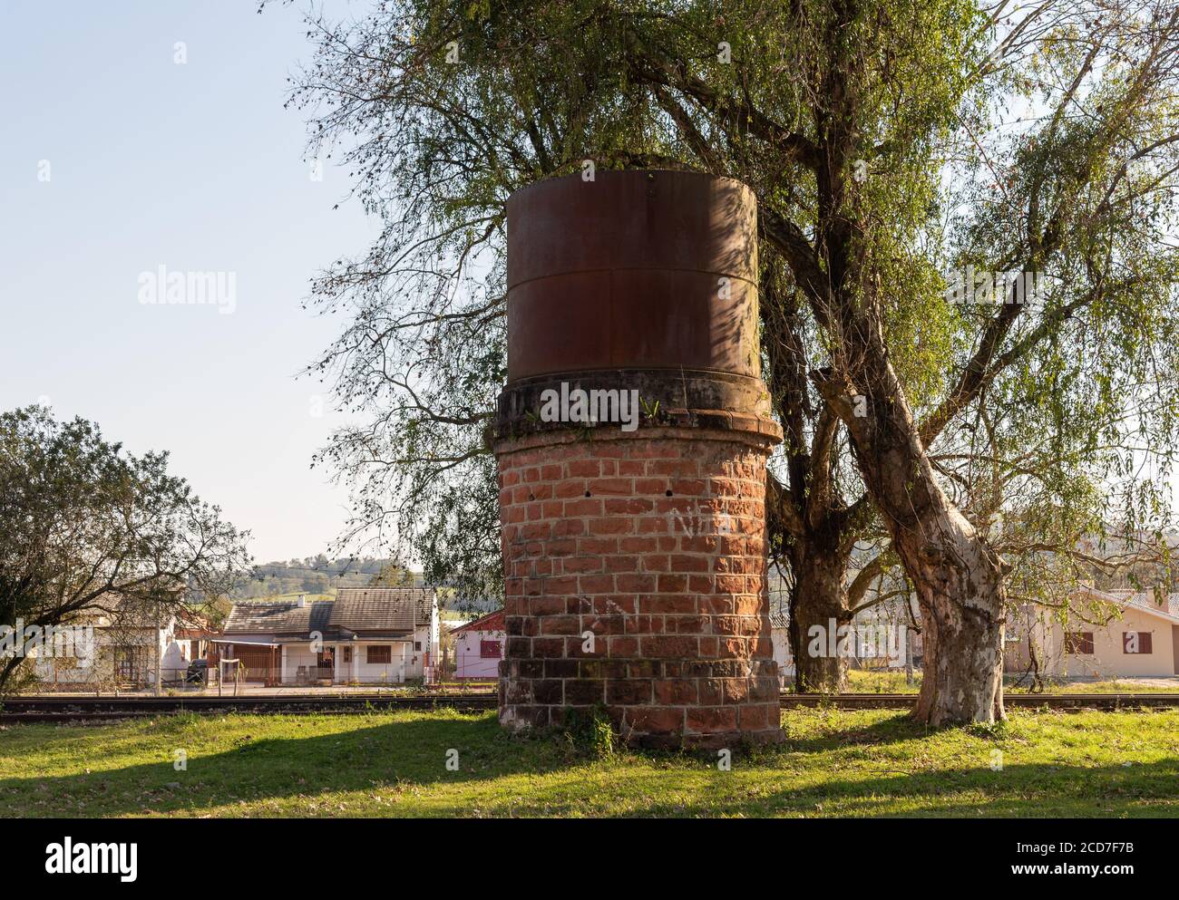 An old water tank used as a support structure to supply the old coal ...