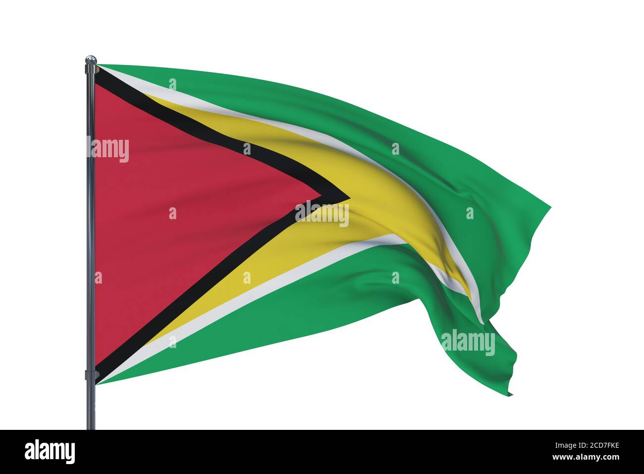 3D illustration. Waving flags of the world - flag of Guyana. Isolated on white background Stock ...