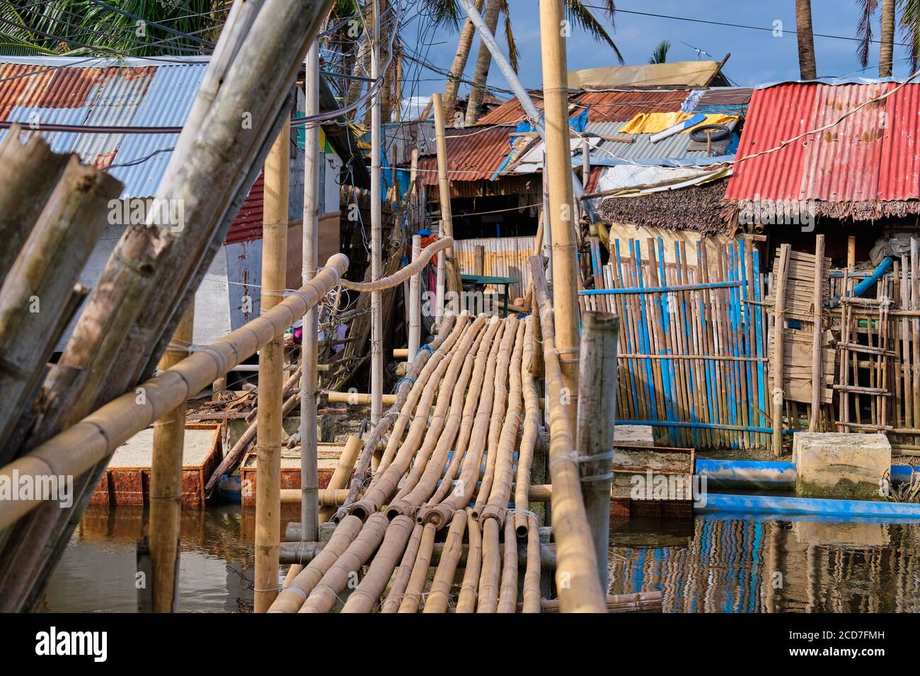 Panay, Philippines - Jan 23, 2020: The slums are made of bamboo ...