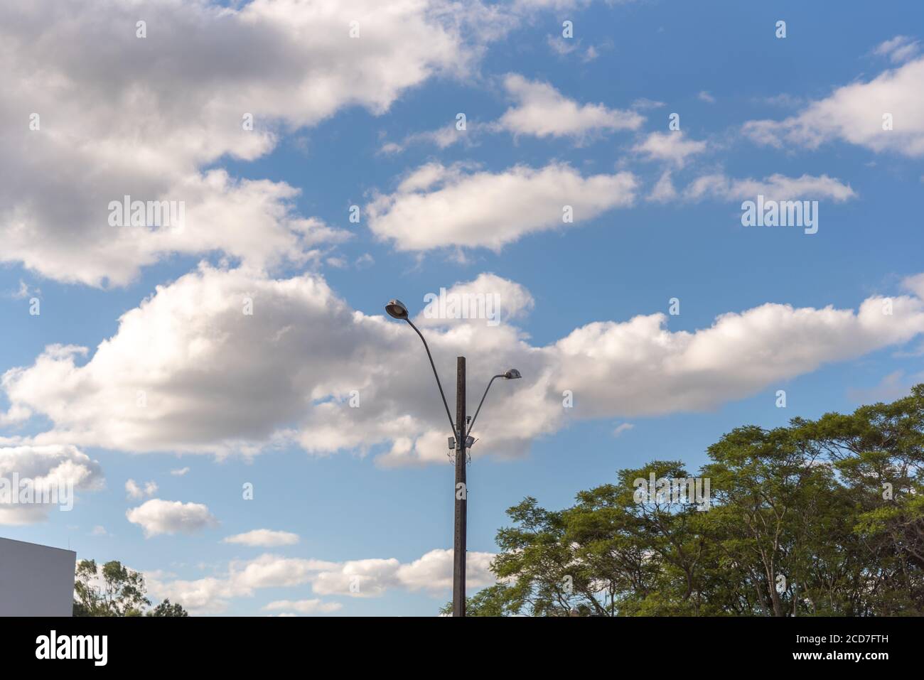 Public lighting system. Electric lighting poles with light sensors ...