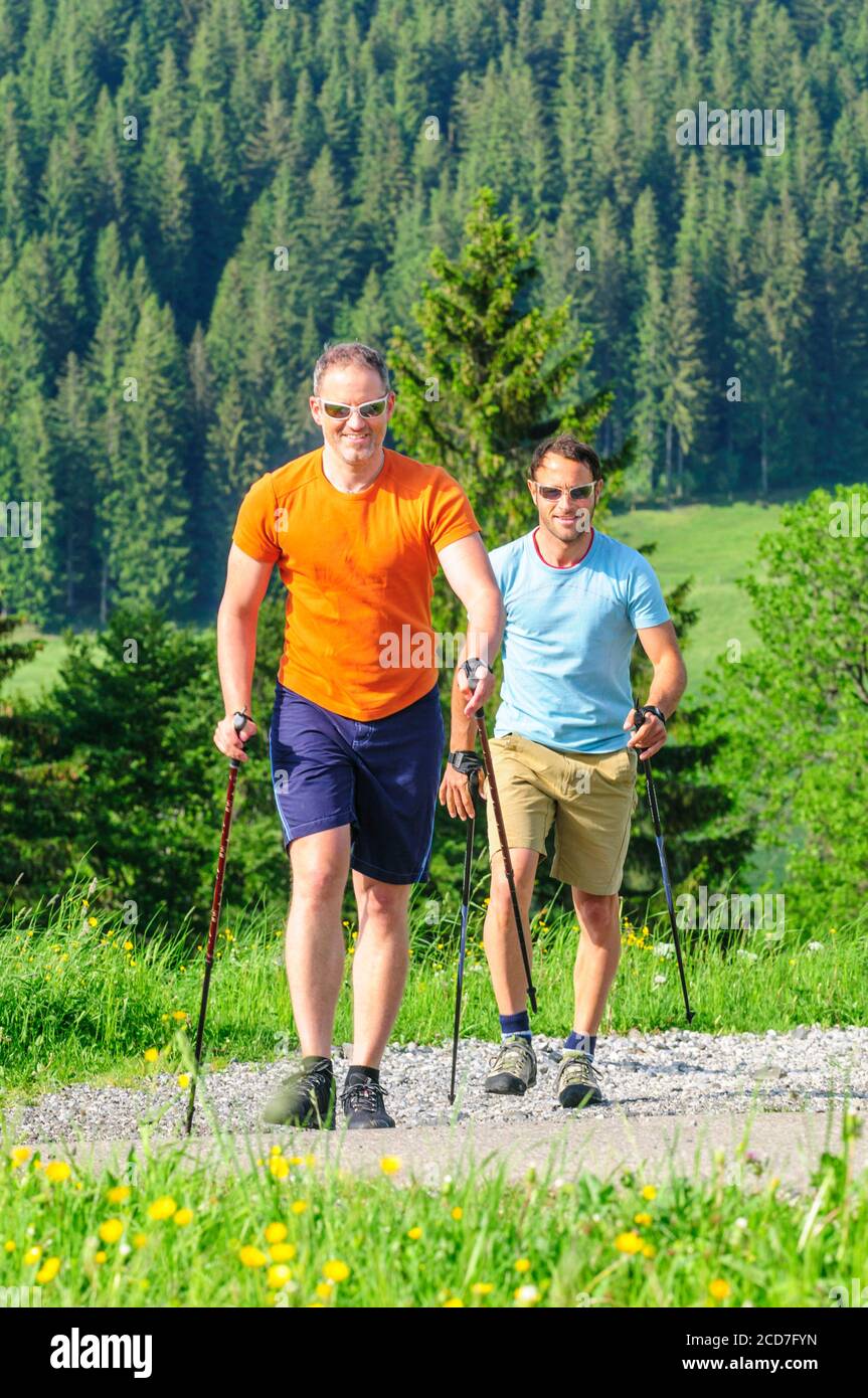 Nordic Walking - workout in springtime Stock Photo - Alamy