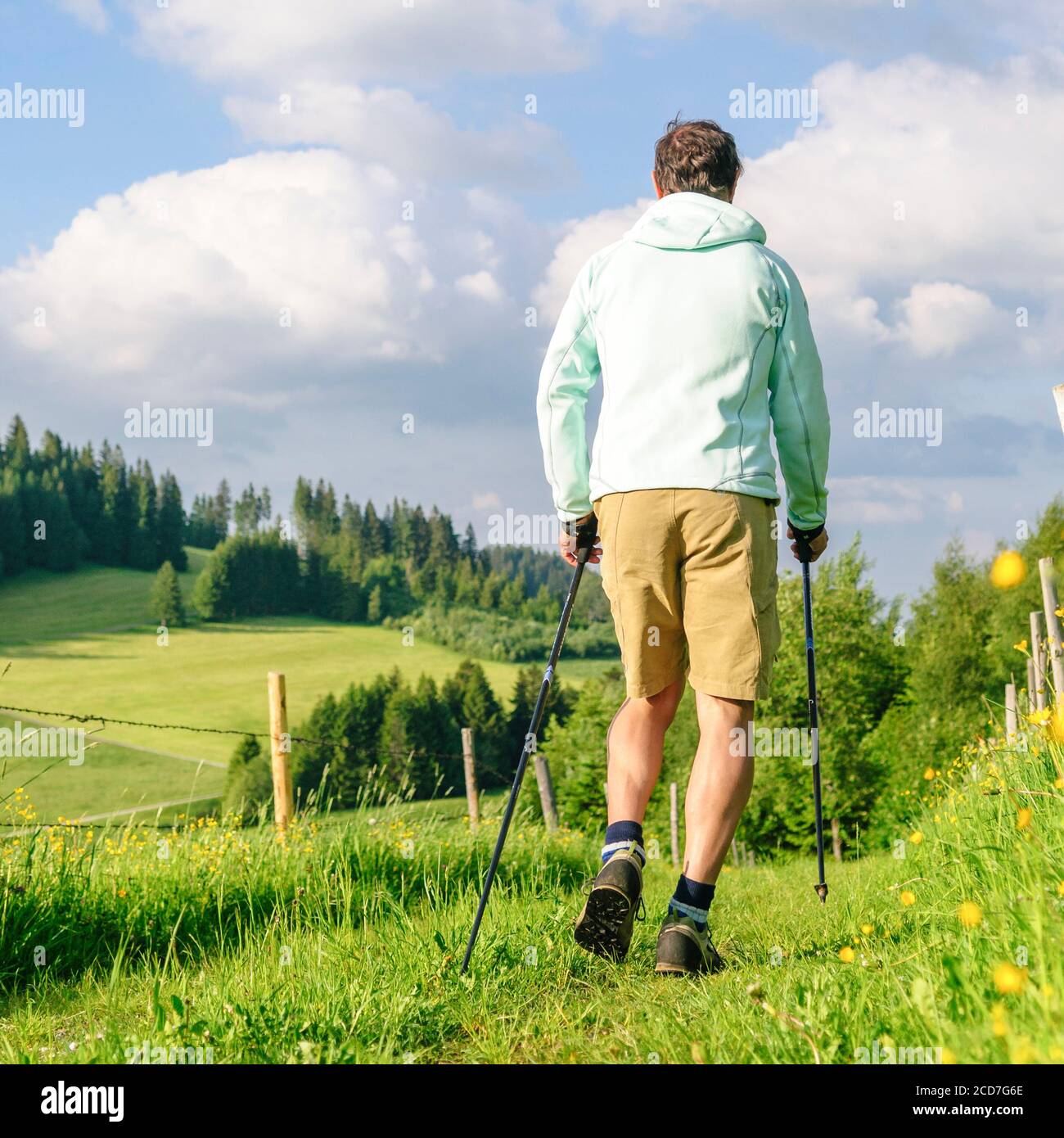 Nordic Walking - workout in springtime Stock Photo - Alamy