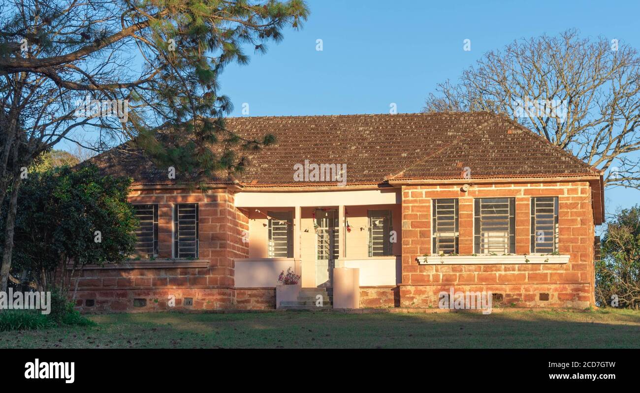 Building of an old rural school and its colonial architecture in the ...