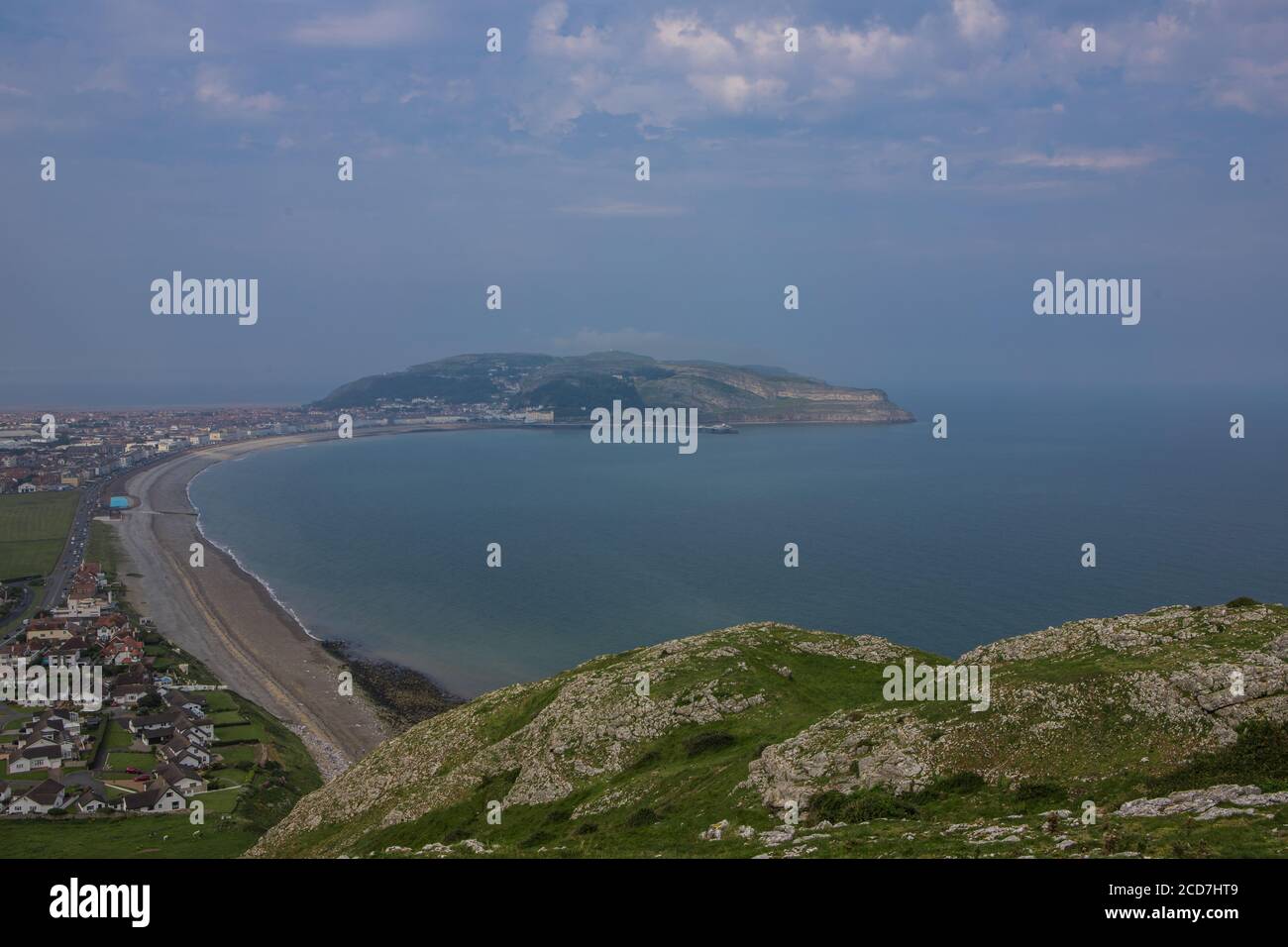View of Llandudno and the Great Orme on a summer day. Viewpoint from the little Orme Stock Photo ...