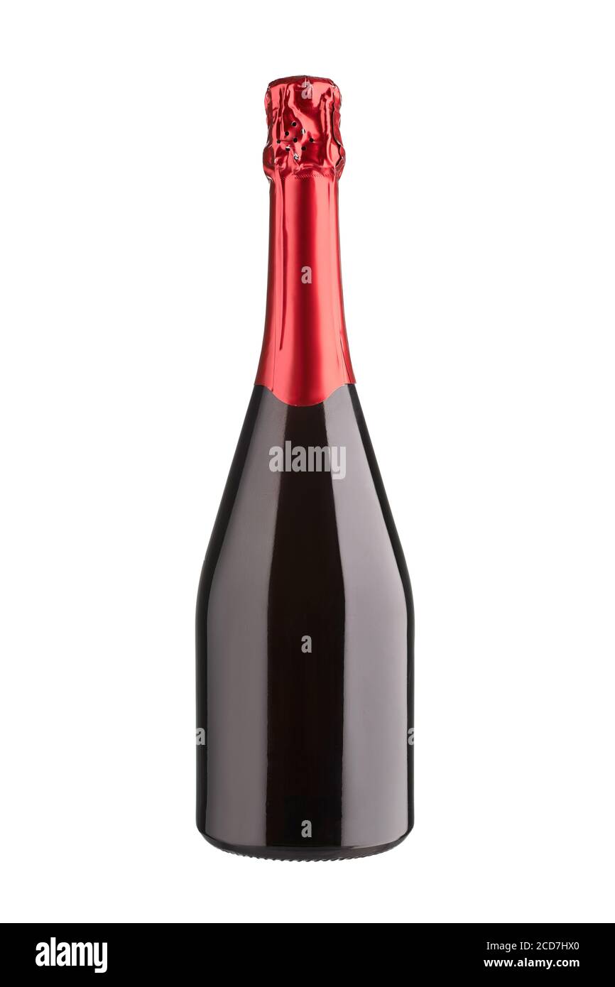 Wine collection - Champagne bottle without label. Isolated on white ...