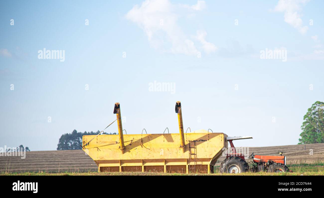 Tractor. Bulk carrier trailer. Agricultural machinery. Agricultural ...