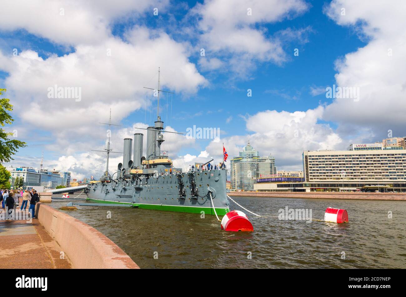 Saint Petersburg, Russia, August 3, 2019: Aurora protected cruiser ...
