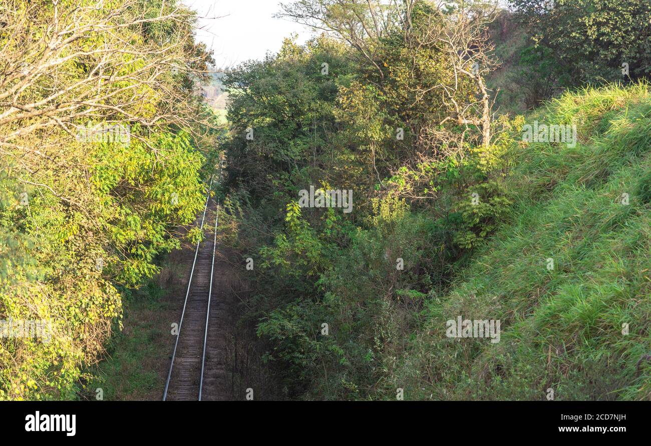 Train tracks. Transport infrastructure. Railroad in Brazil. Urban ...