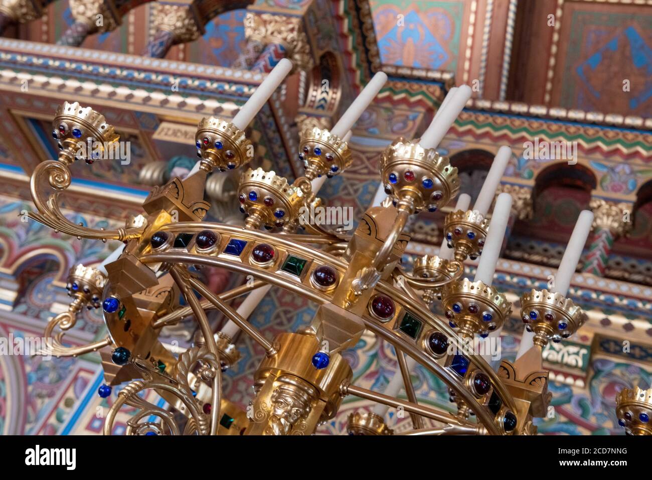 Schwangau, Germany. 27th Aug, 2020. A chandelier hangs in the singing ...