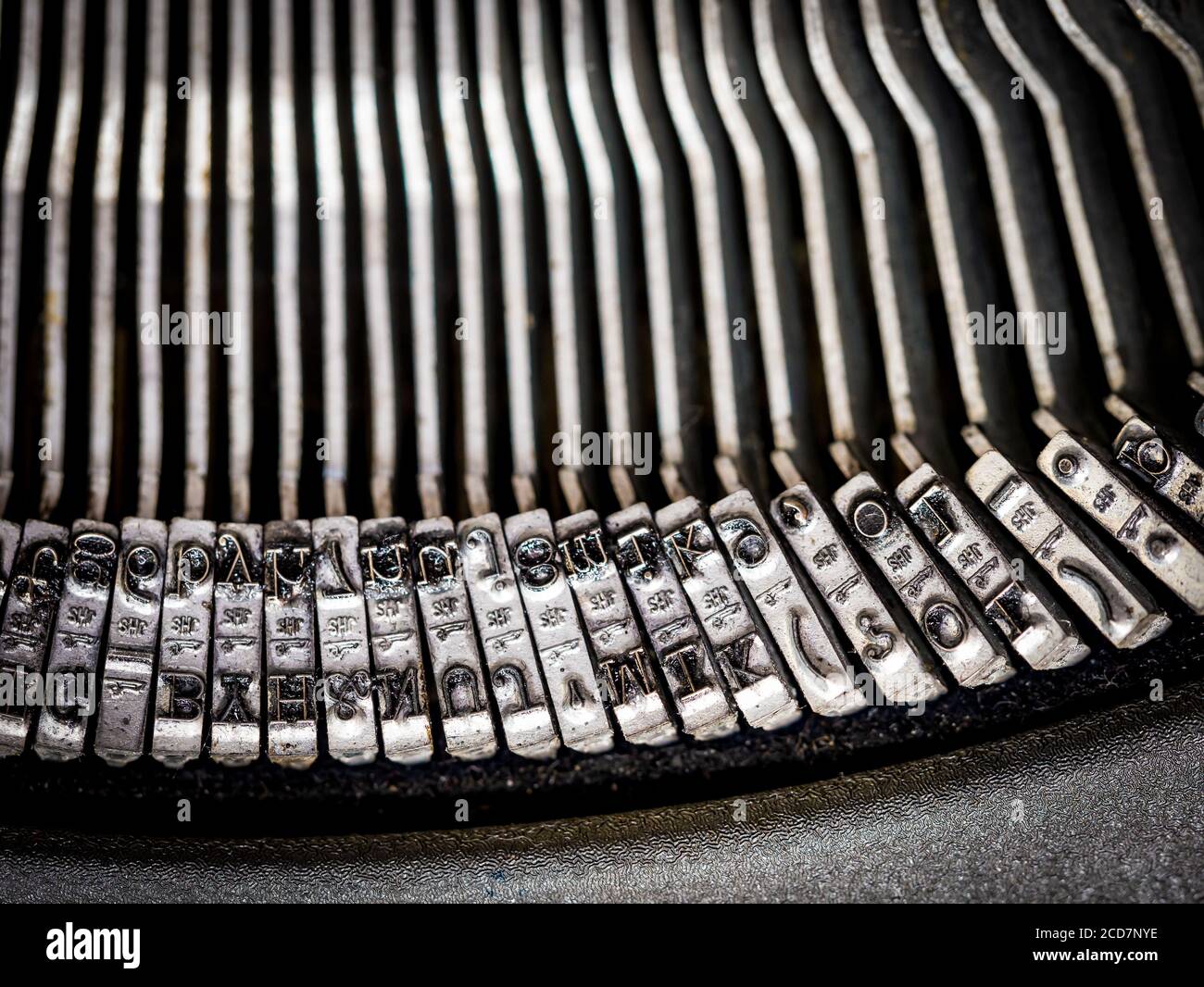 Typewriter Type bars close-up Stock Photo - Alamy