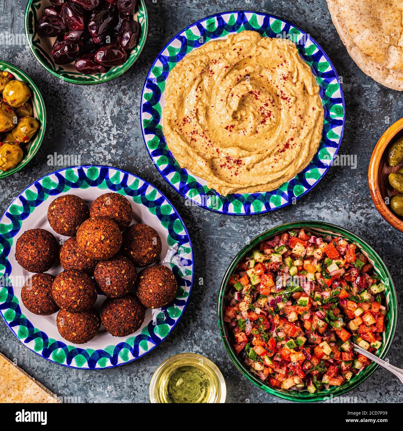 Falafel and hummus - traditional dish of Israeli and Middle Eastern ...