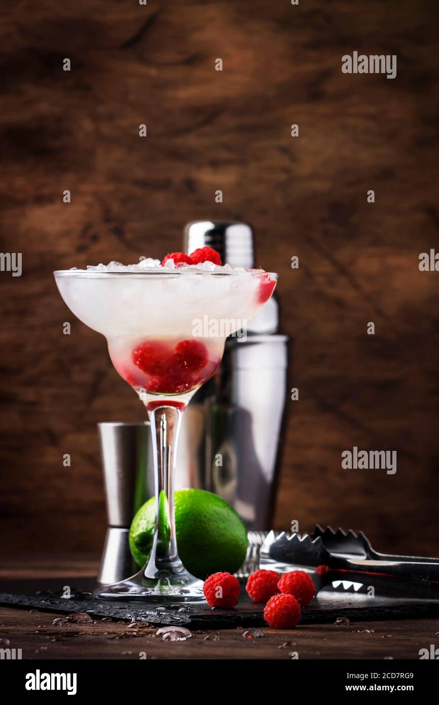 Raspberry daiquiri, alcoholic cocktail with white rum, lime juice ...