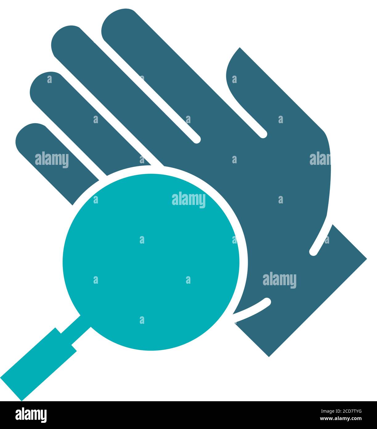 Hand with magnifying glass colored icon. Hygiene, human protection ...