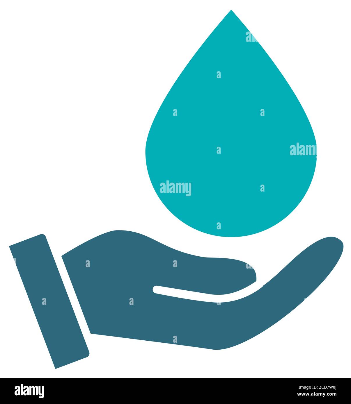Water drop on hand colored icon. Cleaning supply, hand disinfection ...