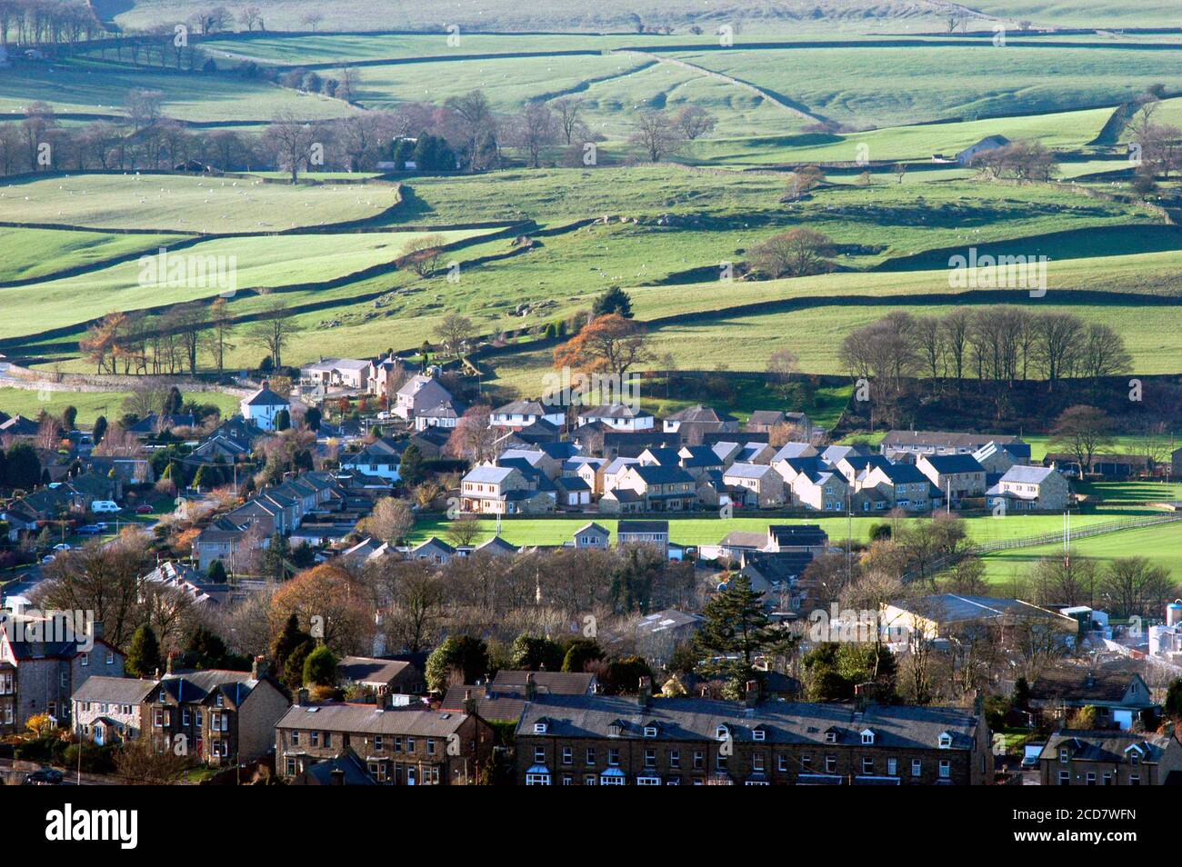 New housing built on edge of Settle; rural Yorkshire Dales UK Stock ...