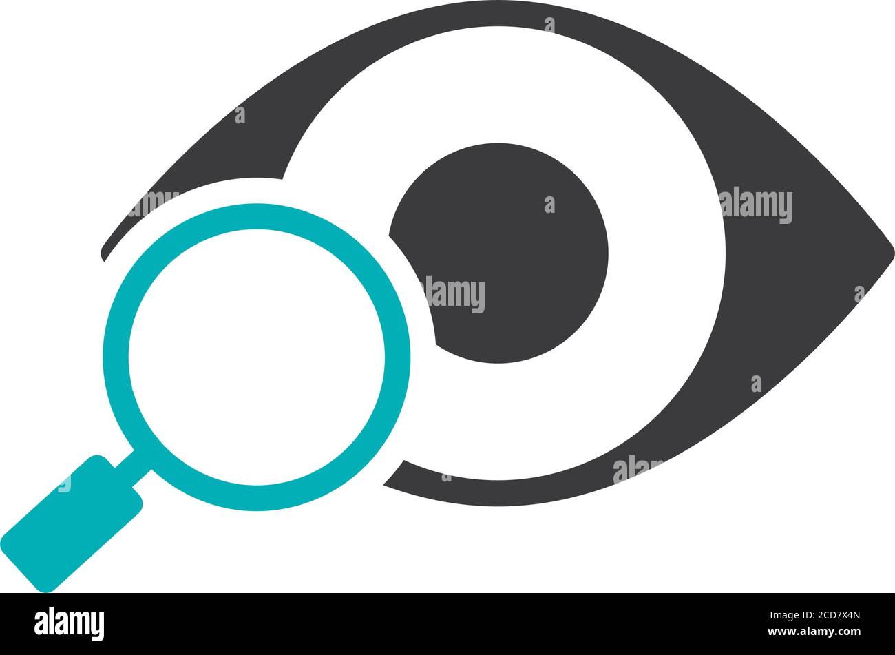 Human eye with magnifying glass colored icon. Visual system research ...