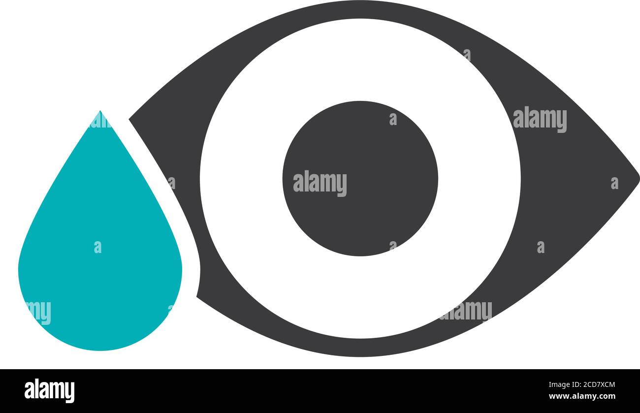 Human eye with drop colored icon. Eye drops, medicine, tears symbol ...