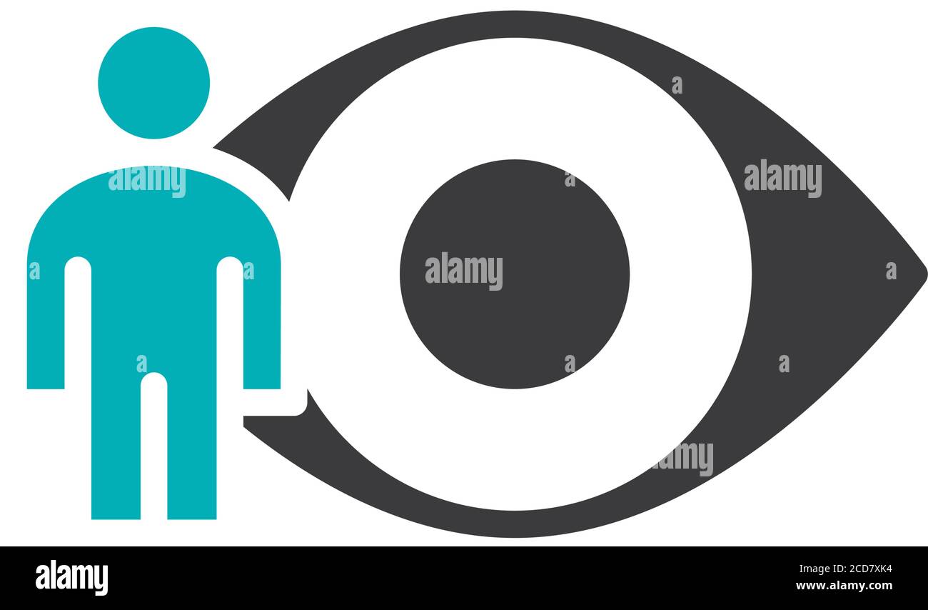 Human eye with man colored icon. Human visual system, healthy organ ...