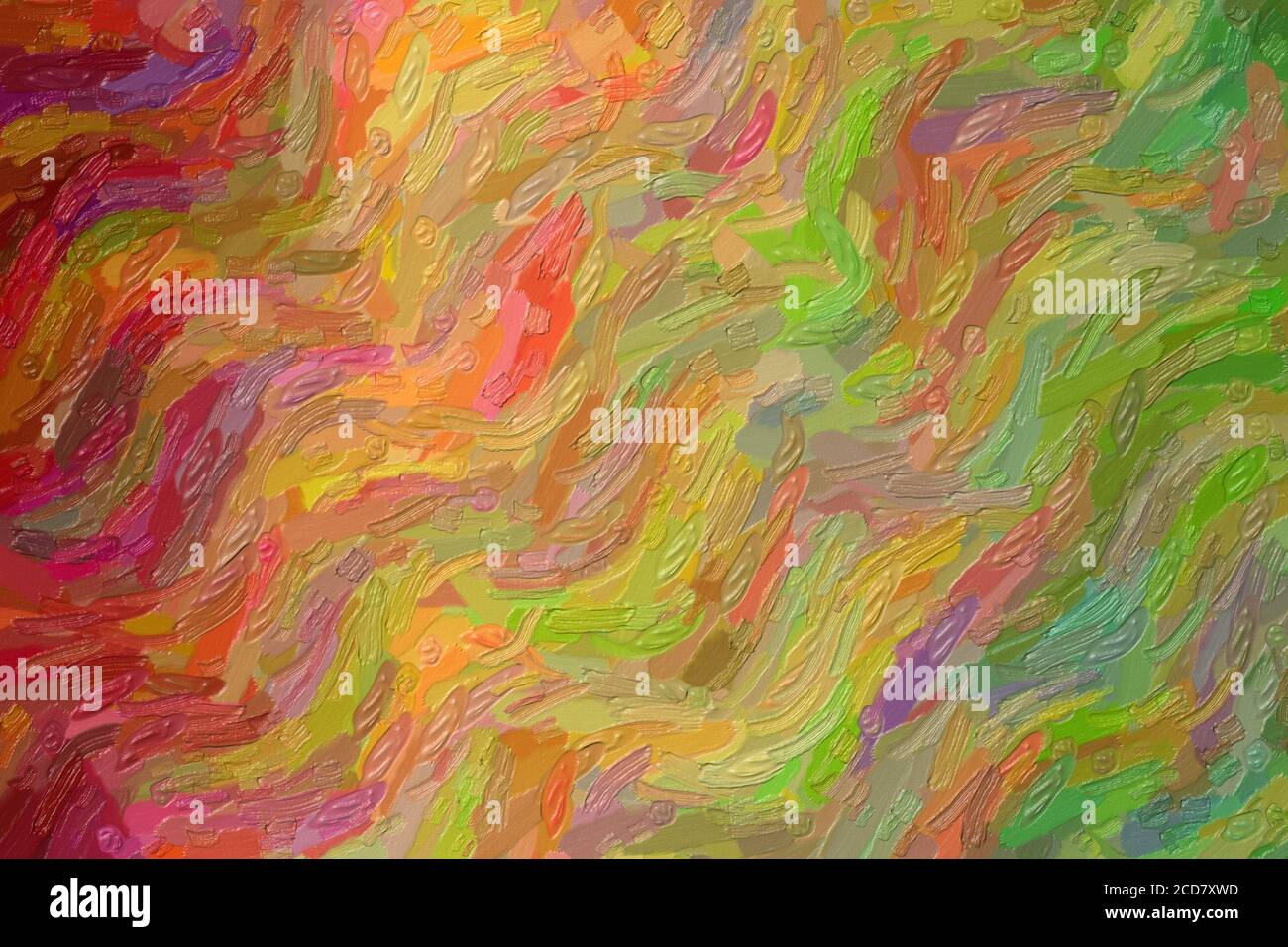 Green and dark red waves large color variation impasto background ...