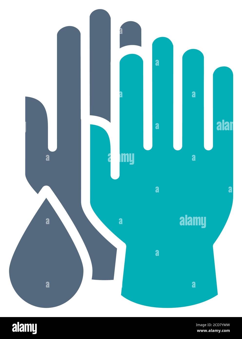 Medical gloves with disinfectant drop colored icon. Cleaning supply ...