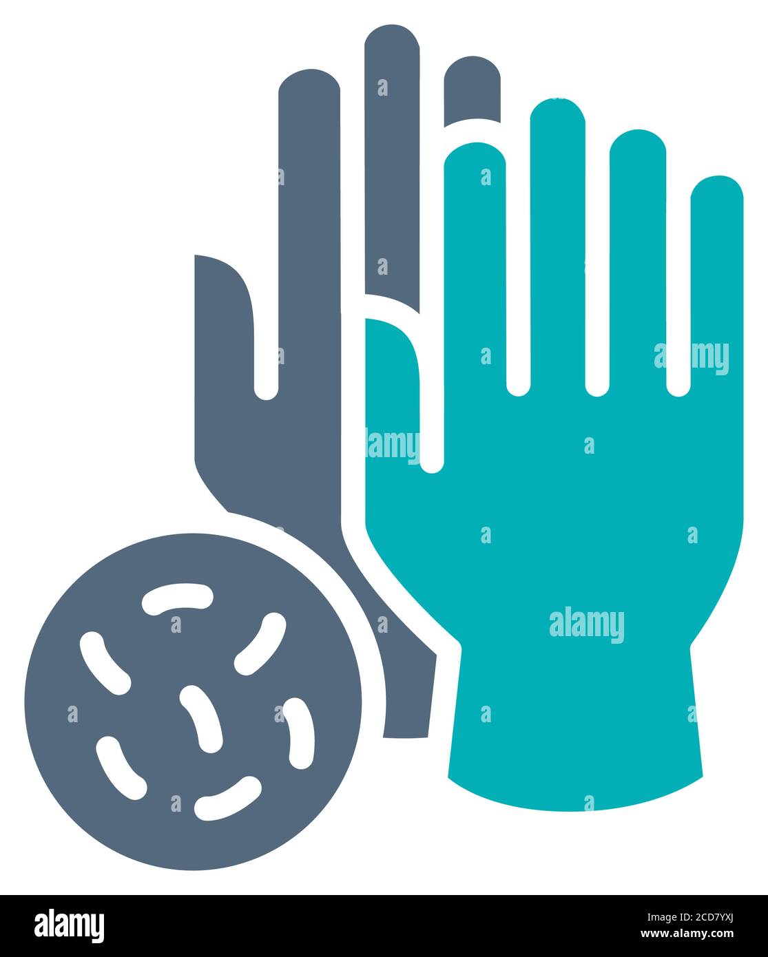 Medical gloves with bacteria colored icon. Hand protective ...
