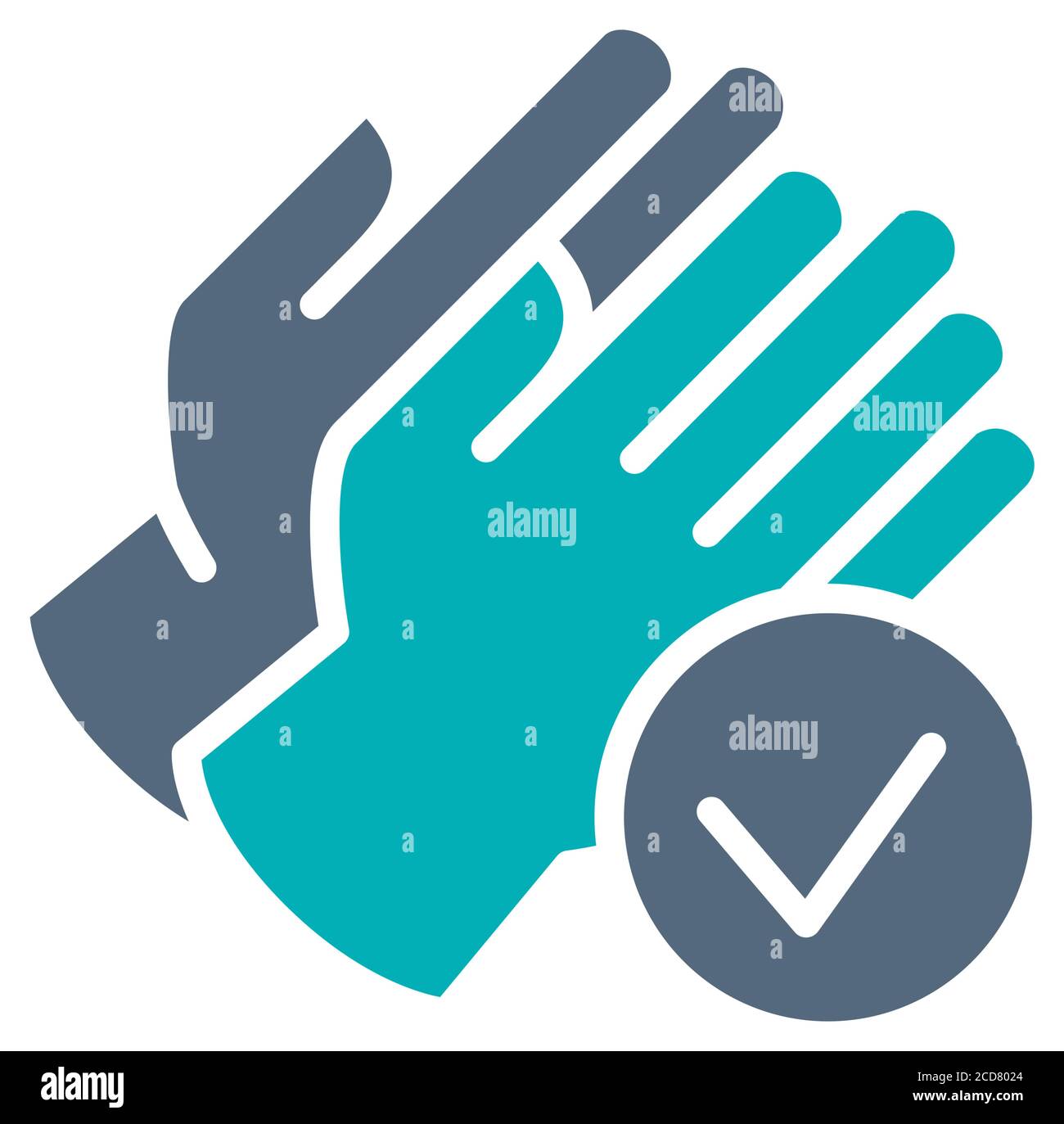 Rubber gloves with tick checkmark colored icon. Hand protective ...