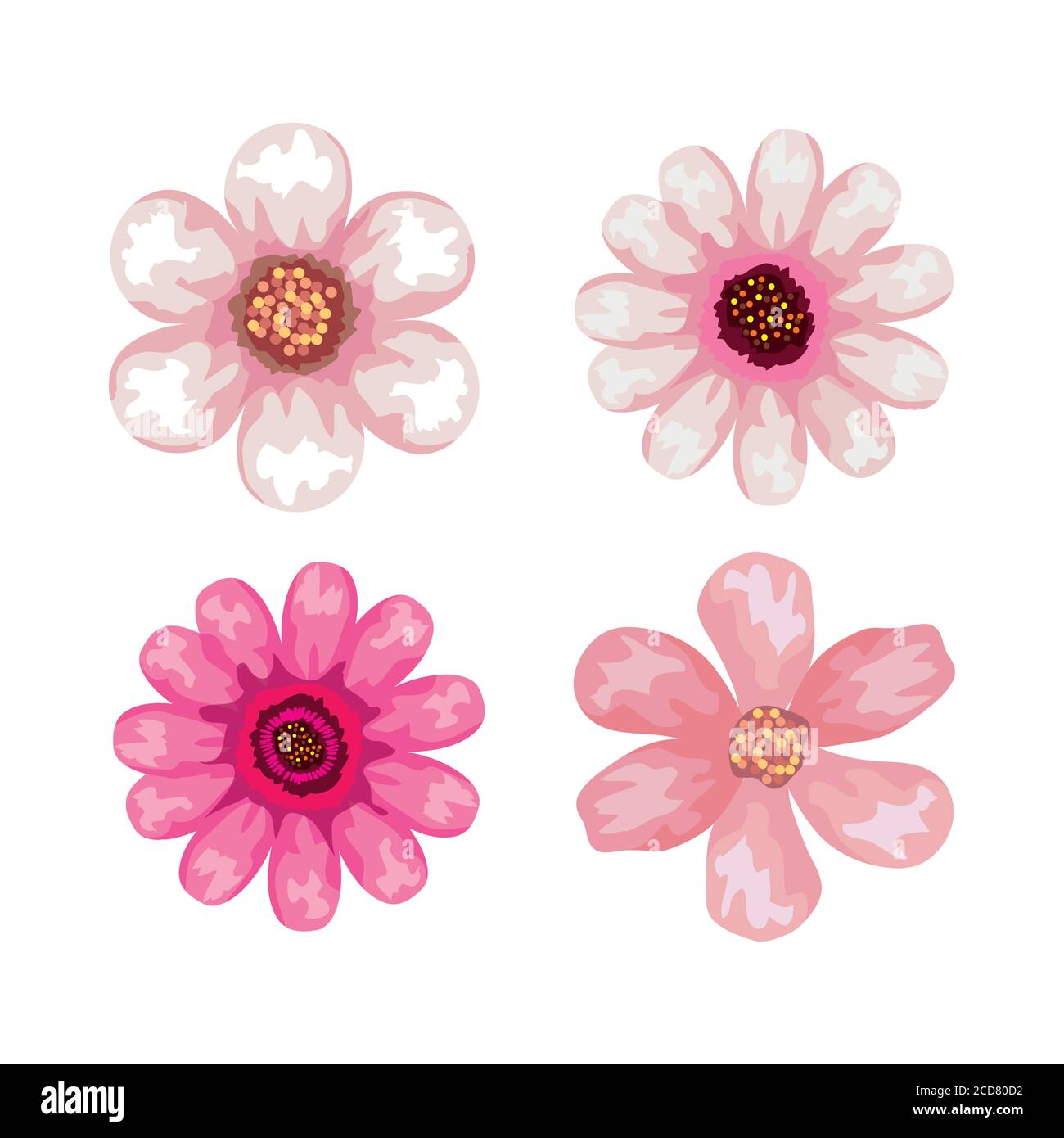 set of cute flowers of color pink Stock Vector Image & Art - Alamy