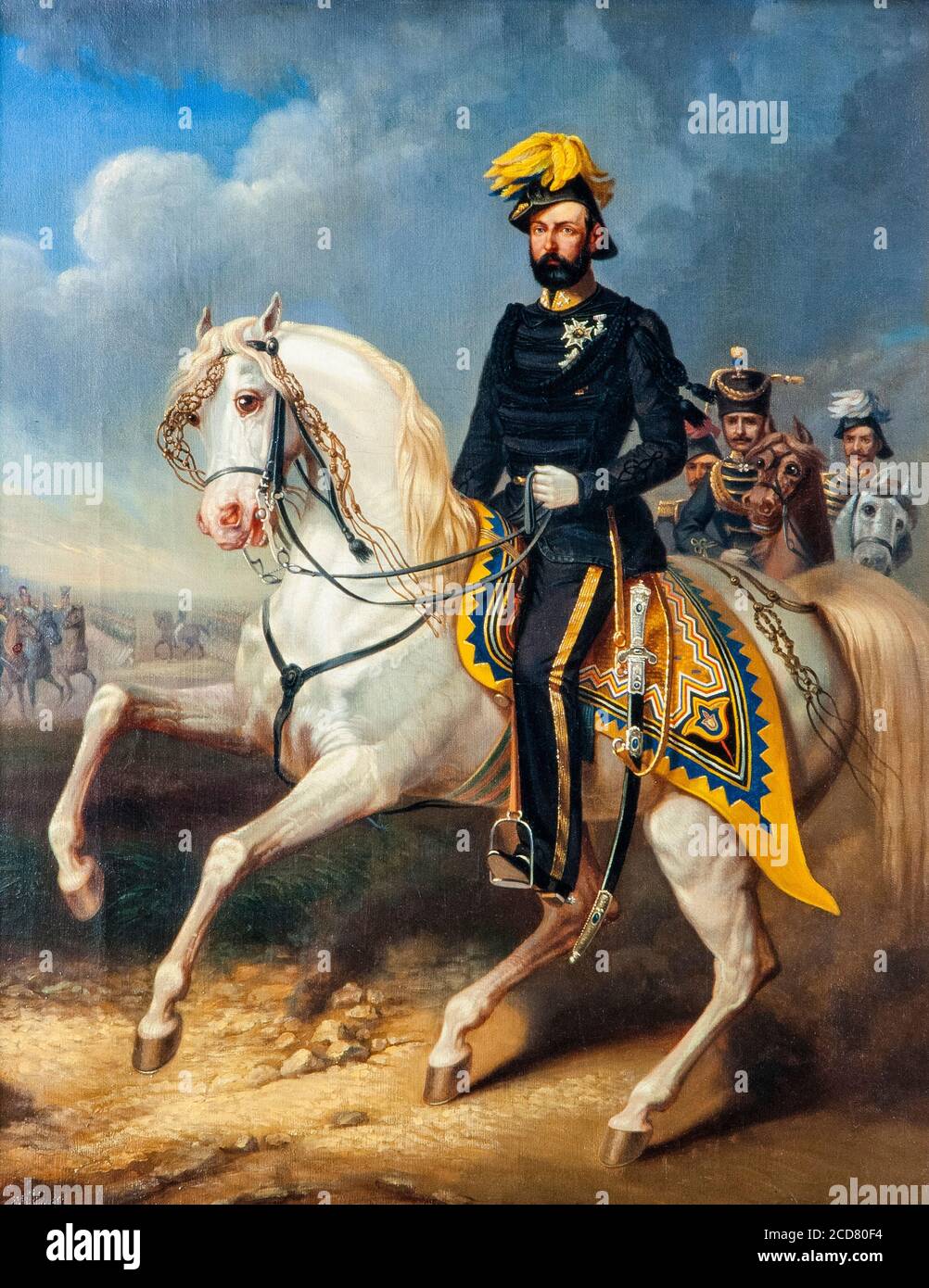 Charles XV (1826-1872), King of Sweden and Norway, equestrian portrait ...