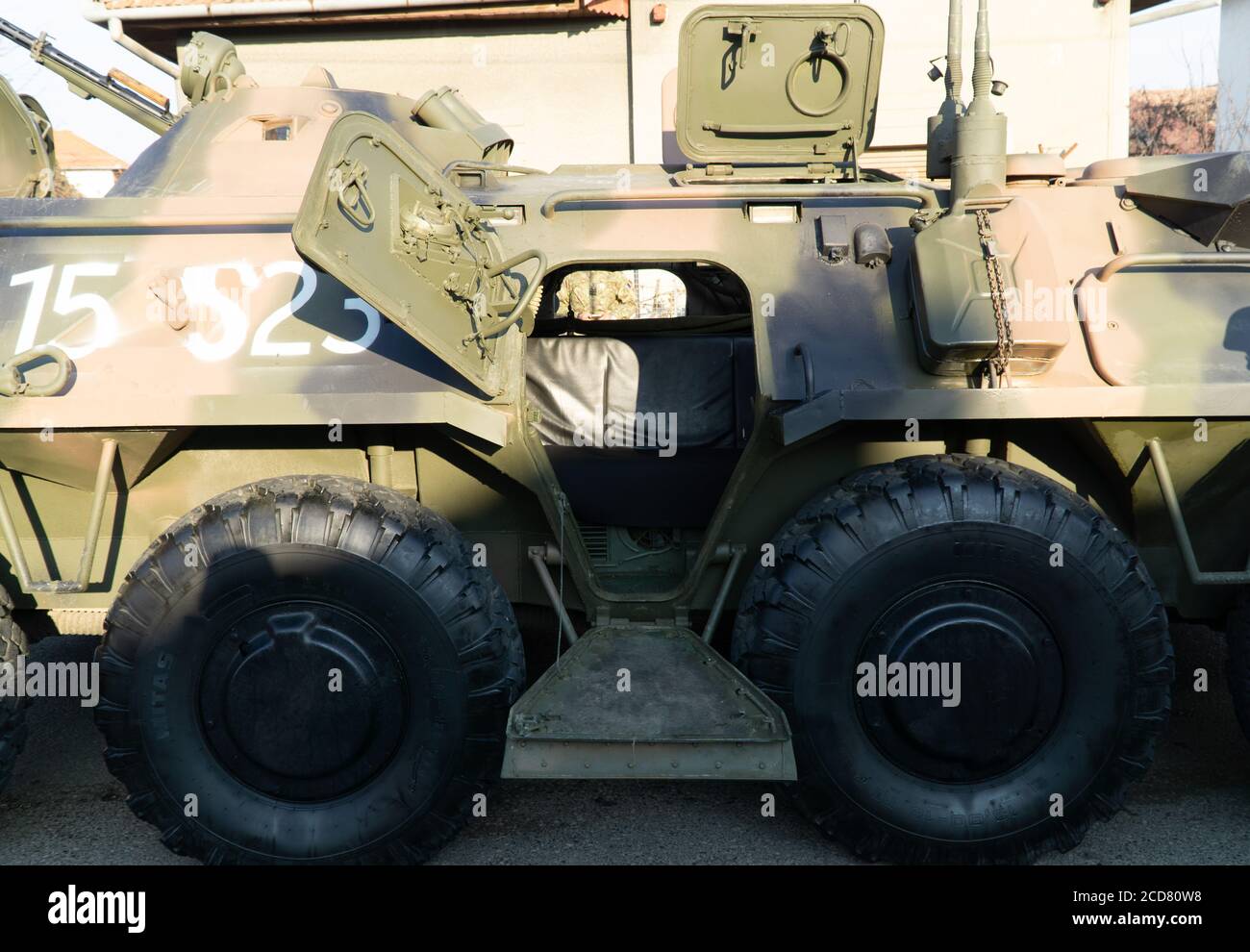Entry hatch into an armoured personnel carrier Stock Photo - Alamy
