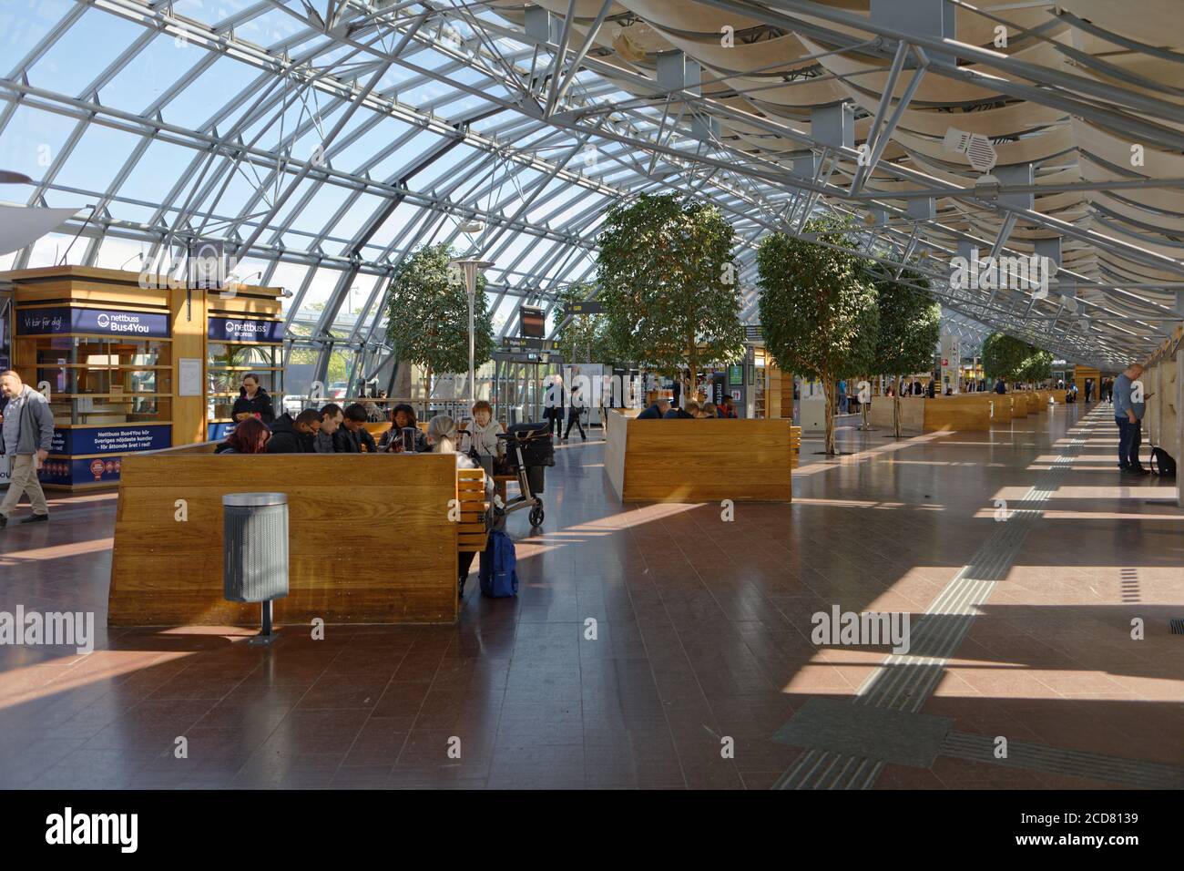 People in the waiting hall of Nils Ericson Terminal, the main bus ...