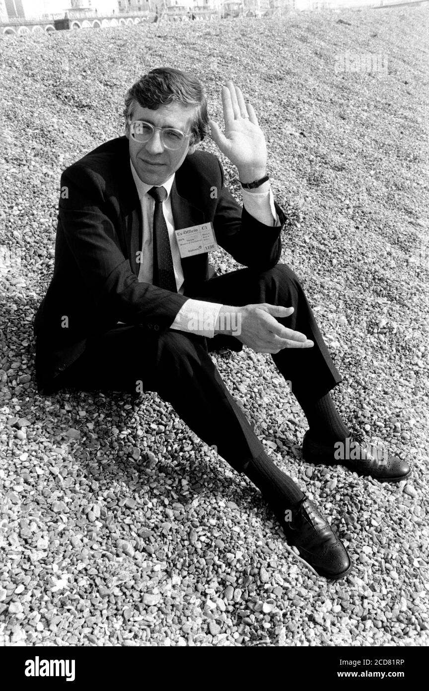 Jack Straw MP Labour Shadow Education Secretary on the beach near the ...