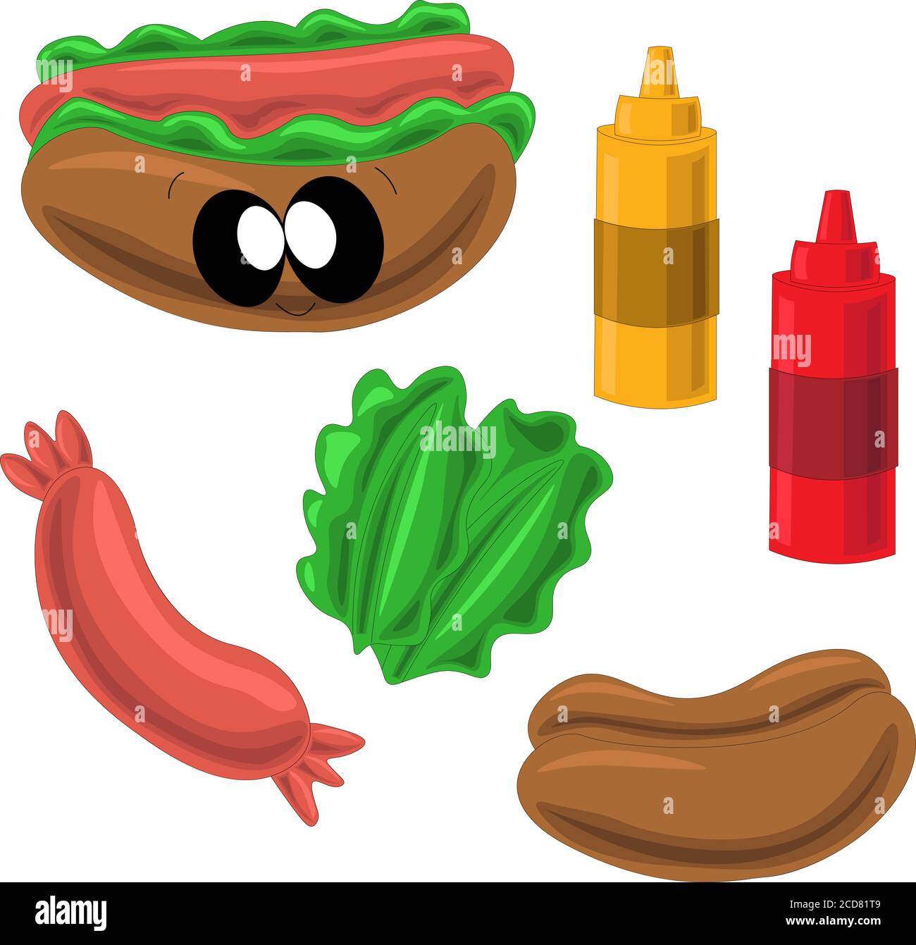 Ingredients for making hot dog Stock Vector Image & Art - Alamy