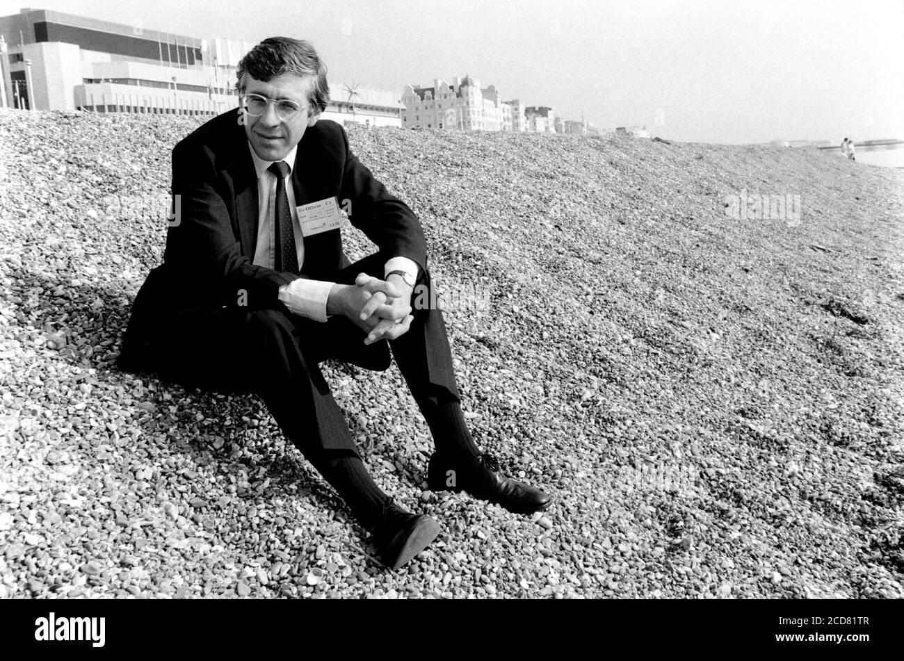 Jack Straw MP Labour Shadow Education Secretary on the beach near the ...