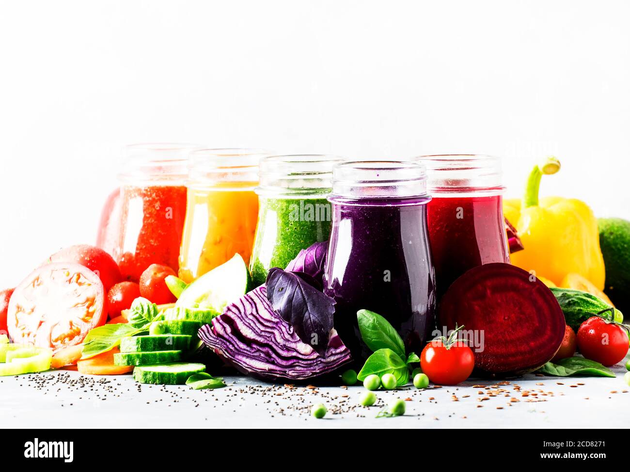 Food and drinks, selection of healthy and useful colorful vegetable ...