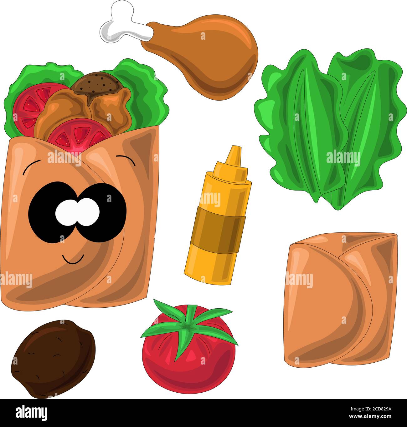Shawarma drawing Cut Out Stock Images & Pictures - Alamy