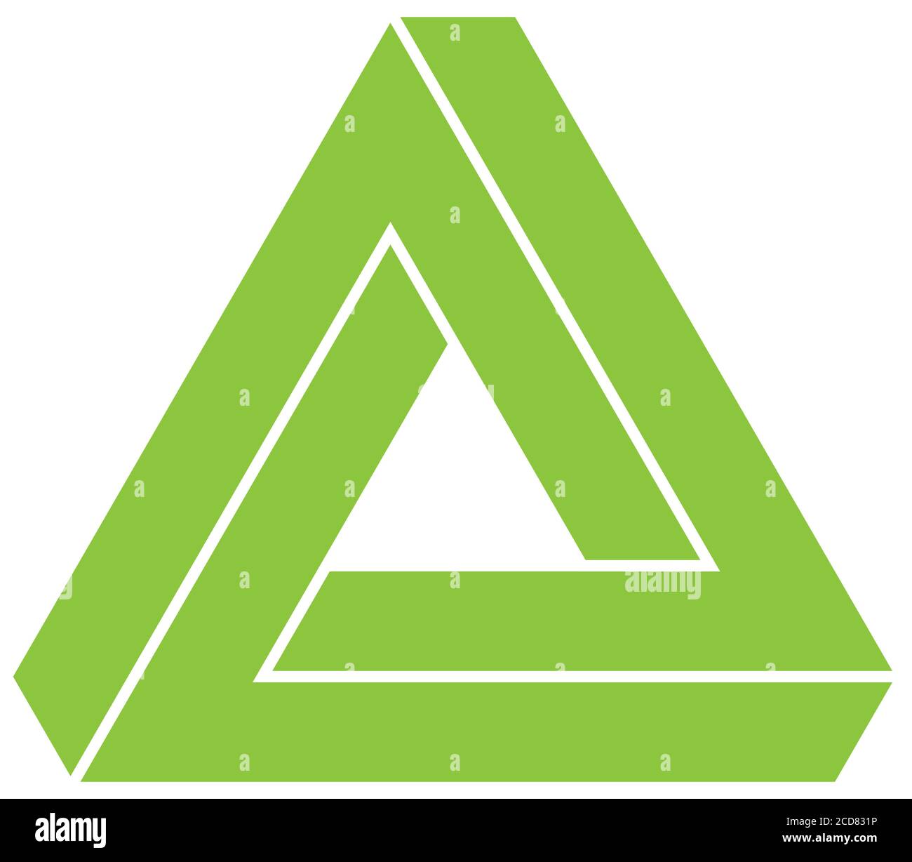Penrose triangle icon. Geometric 3D object optical illusion. Green ...