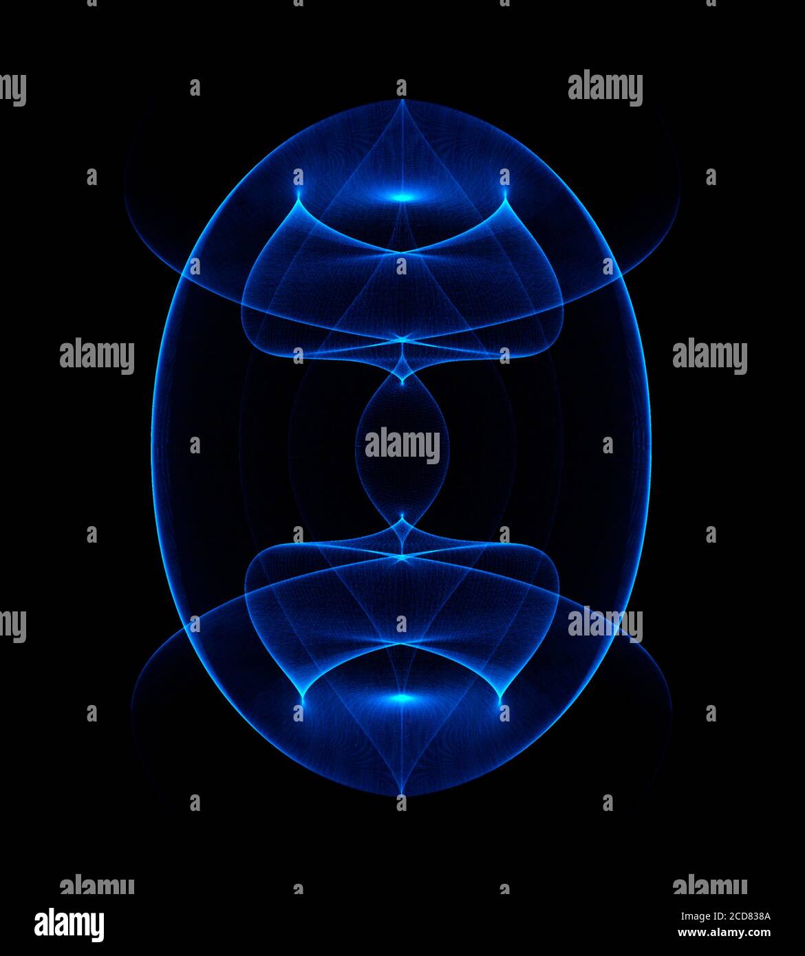 Neon Blue Glowing Decorative Element Isolated On Black Background Stock ...