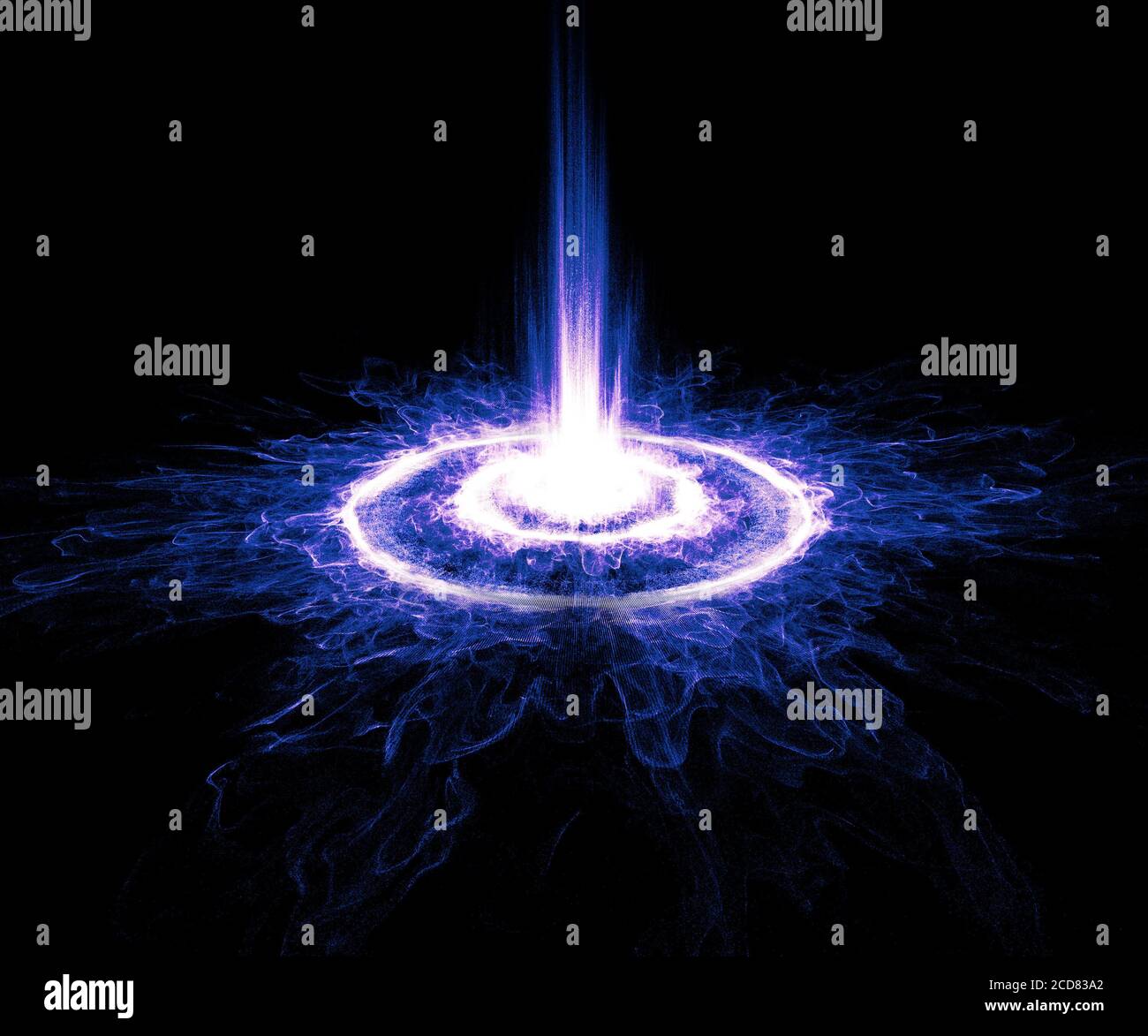 Blue Glowing Gate On Black Background Stock Photo - Alamy