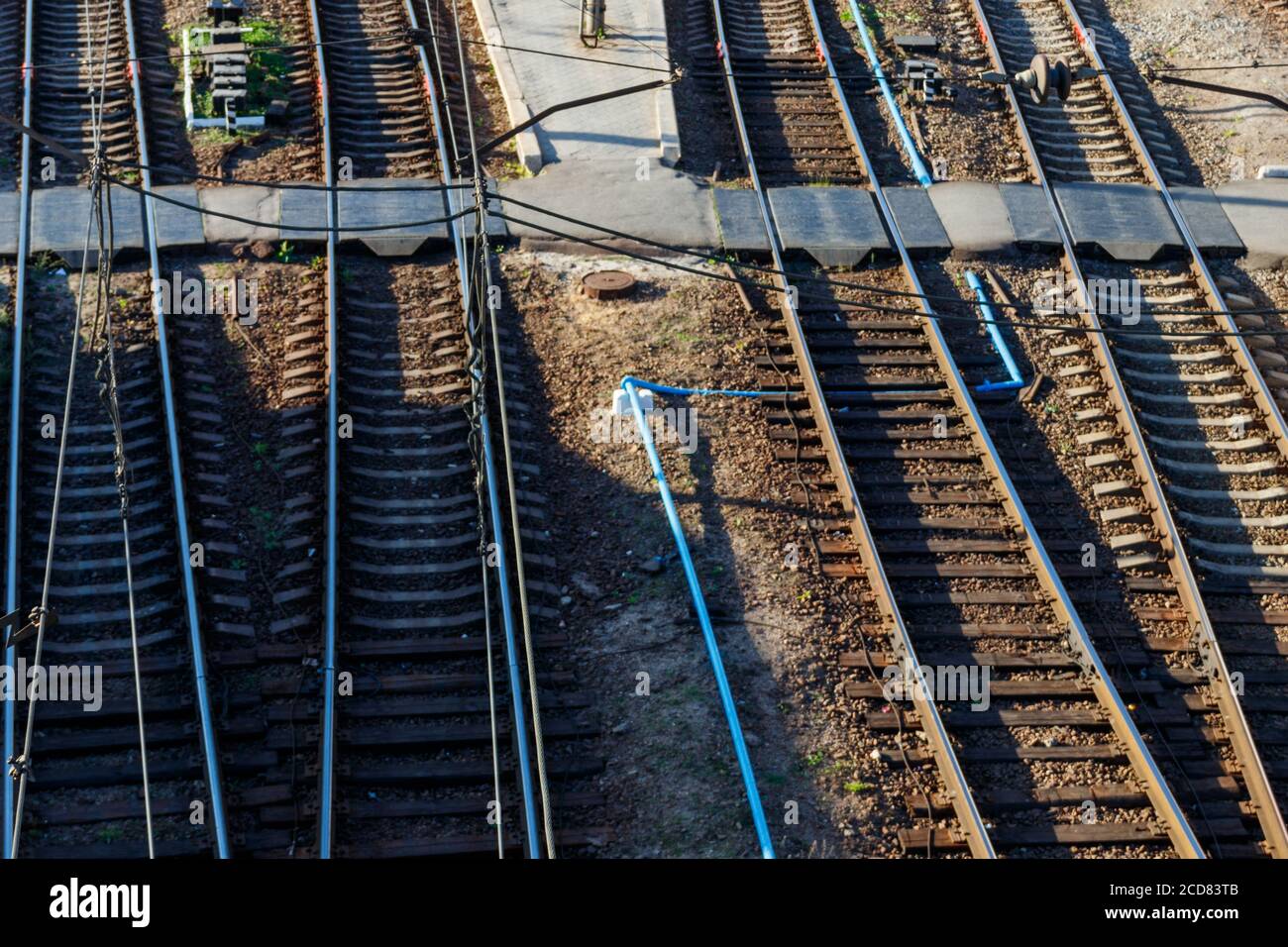 Aerial view of the railway track lines Stock Photo - Alamy