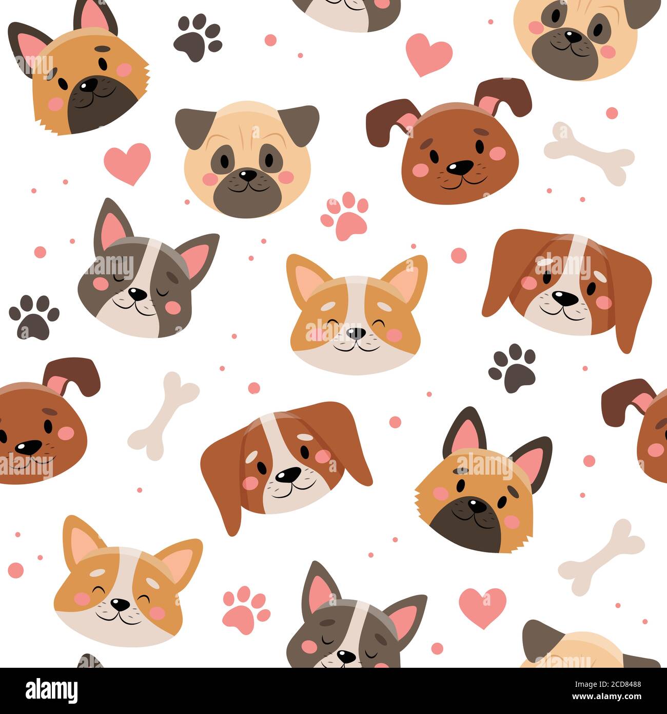 Cute pets seamless pattern with different dogs Stock Vector Image & Art ...