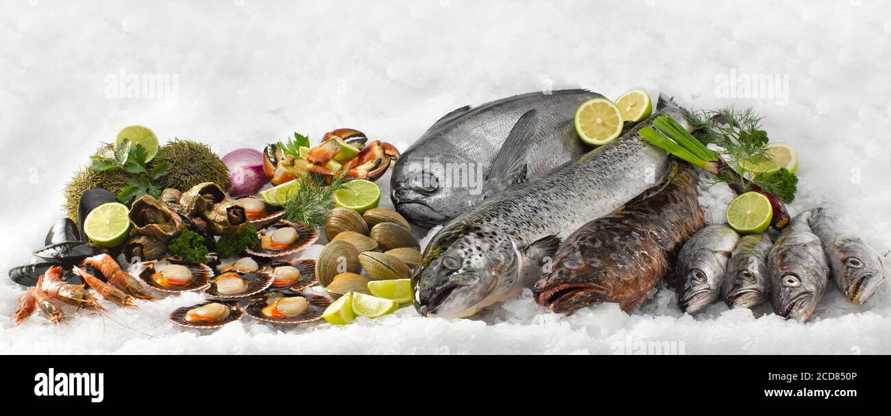 Sea products , Fish shop Stock Photo - Alamy