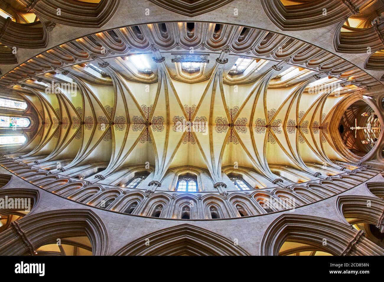 The Vaulted ceiling of Wells Cathedral in Wells, Somerset, UK Stock ...