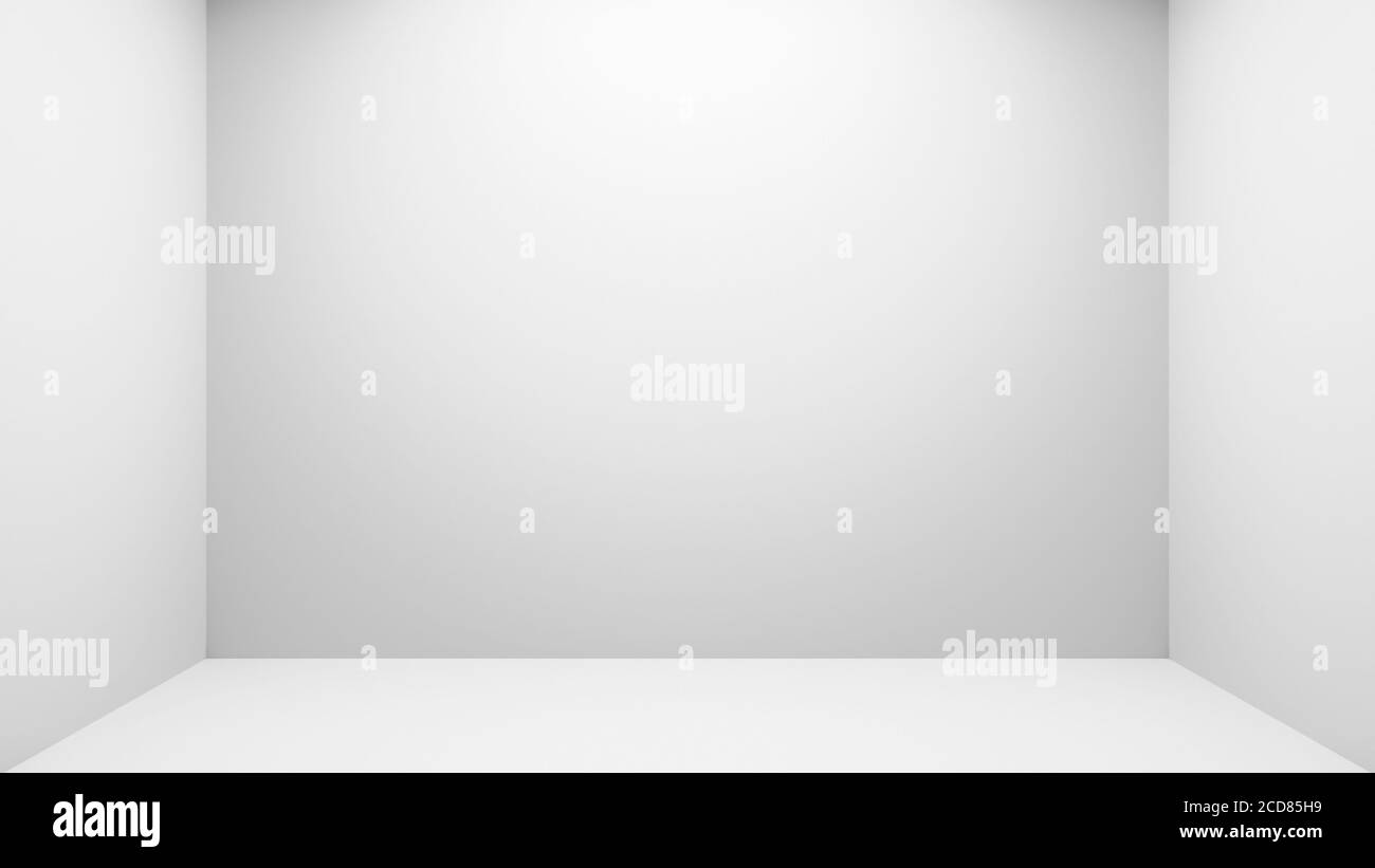 3D illustration of minimalist empty studio room with blank walls and ...