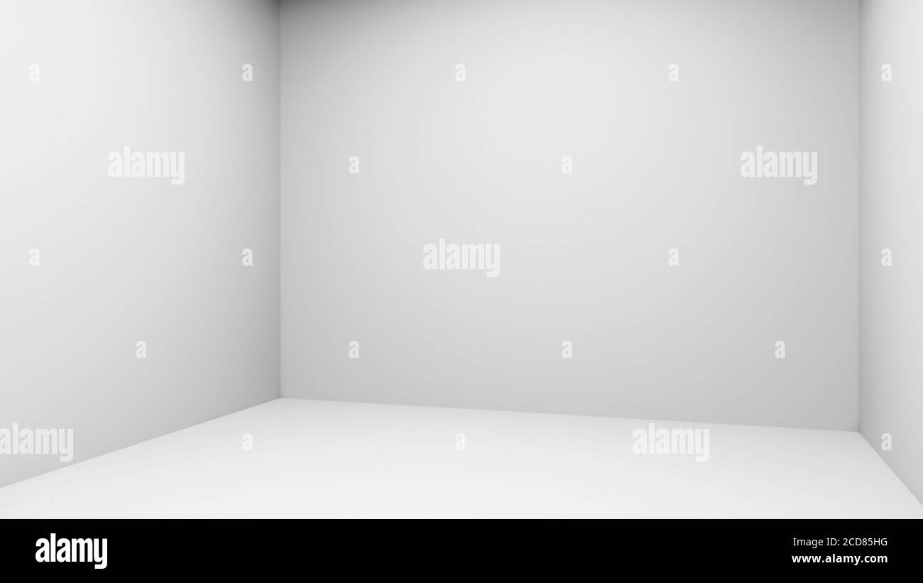 3D illustration of minimalist empty studio room with blank walls and ...