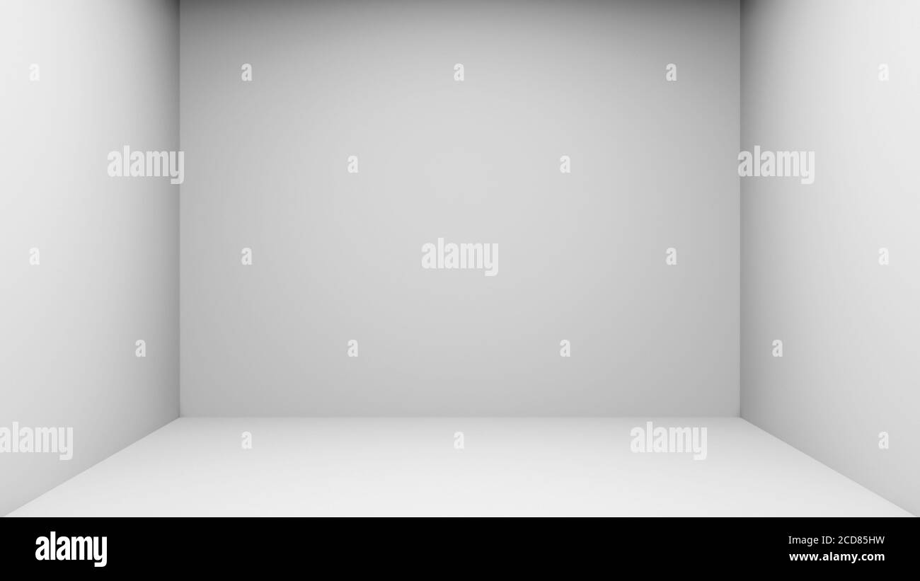 3D illustration of minimalist empty studio room with blank walls and ...