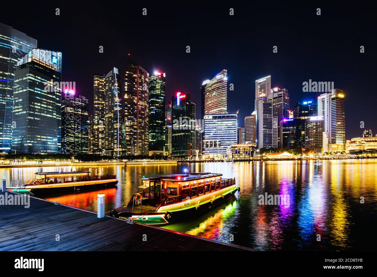 Downtown View at Night in Singapore Stock Photo - Alamy