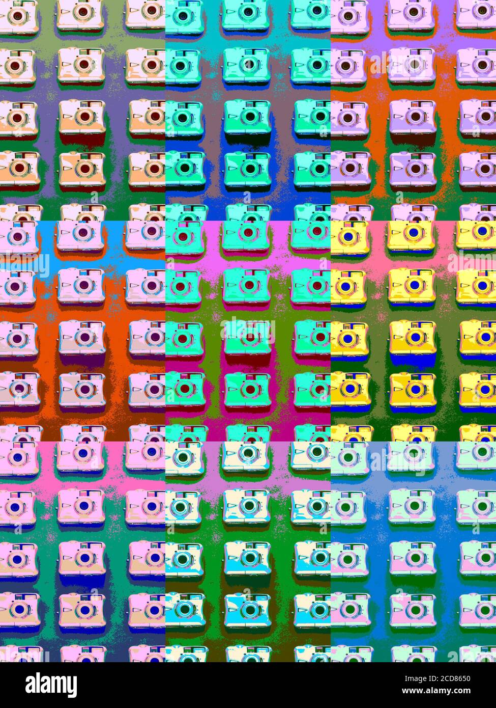 Old digital camera pattern in several colors background Stock Photo - Alamy