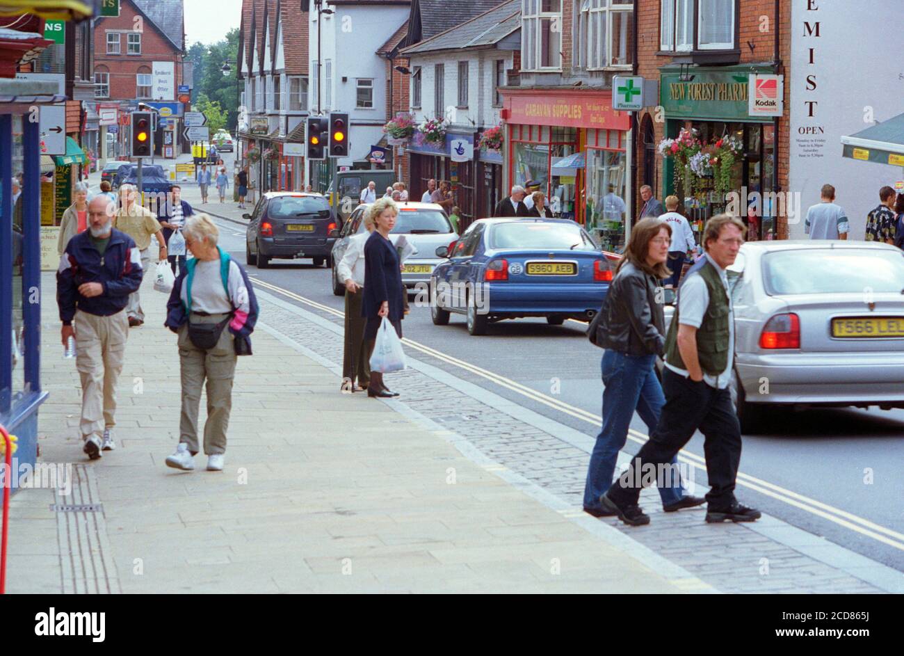 The High Street in Lyndhurst, Hampshire UK. A popular tourist spot in ...