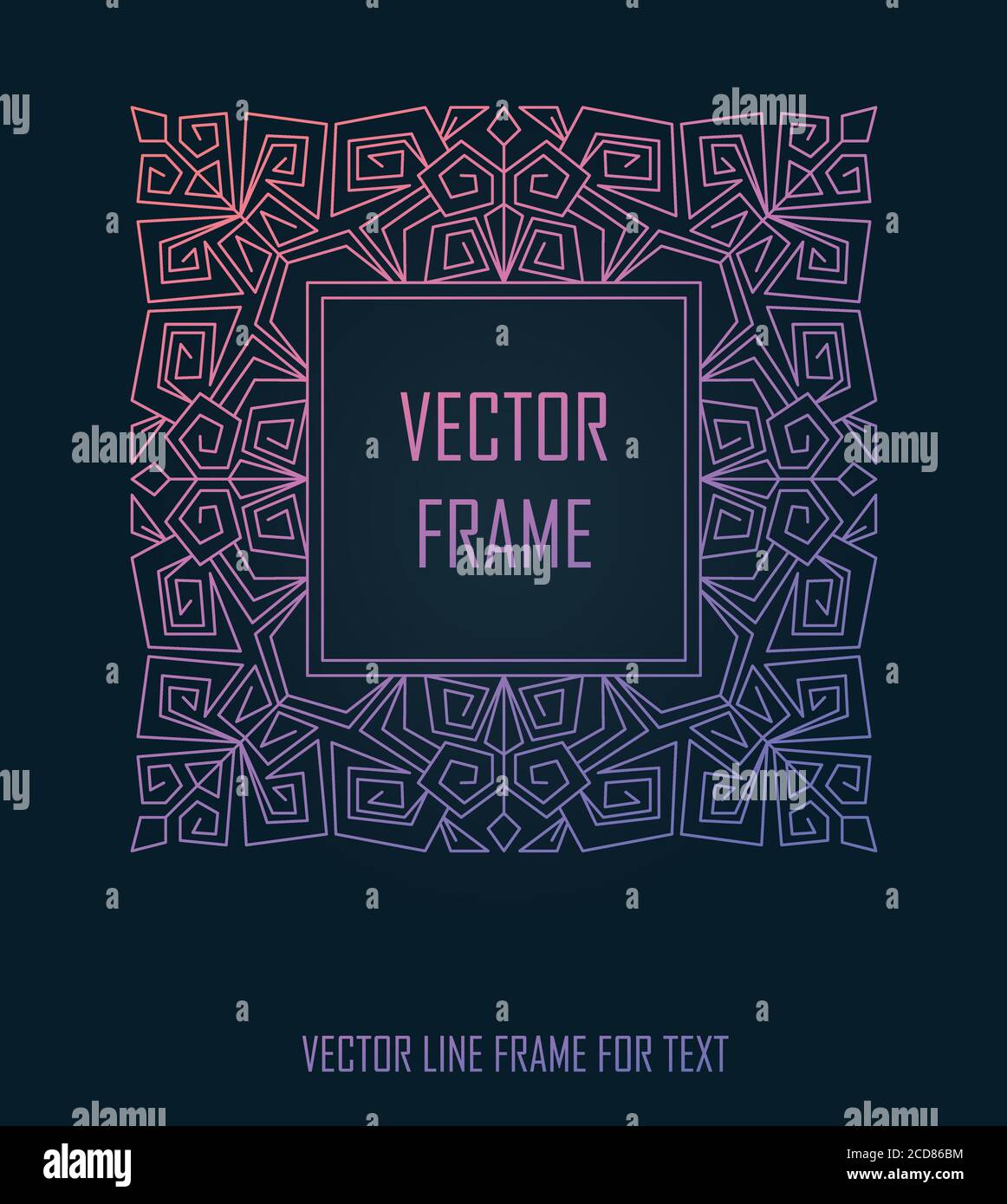 Vector linear frame with copy space for text. Monogram design element ...