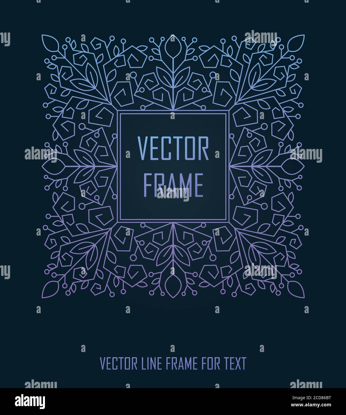 Vector linear frame with copy space for text. Monogram design element ...